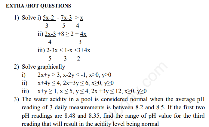 Cbse Class 11 Mathematics Linear Inequalities Assignment Set C 4489